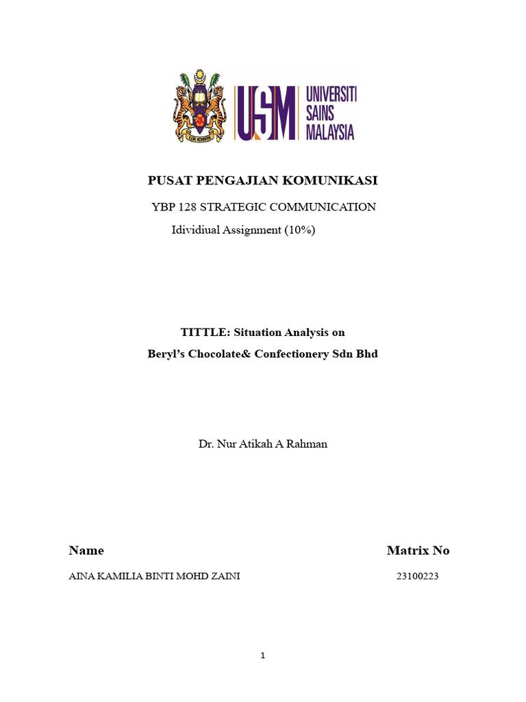 Strategic Communication Assignment 1 | PDF | Chocolate | Brand