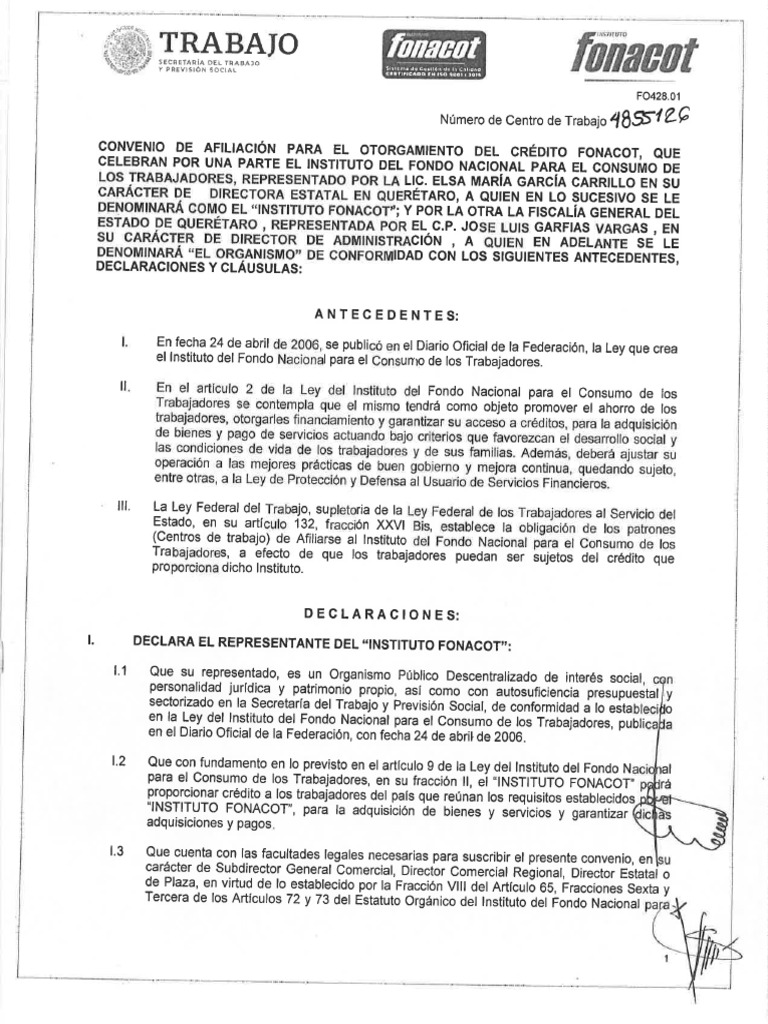 Convenio FONACOT | PDF