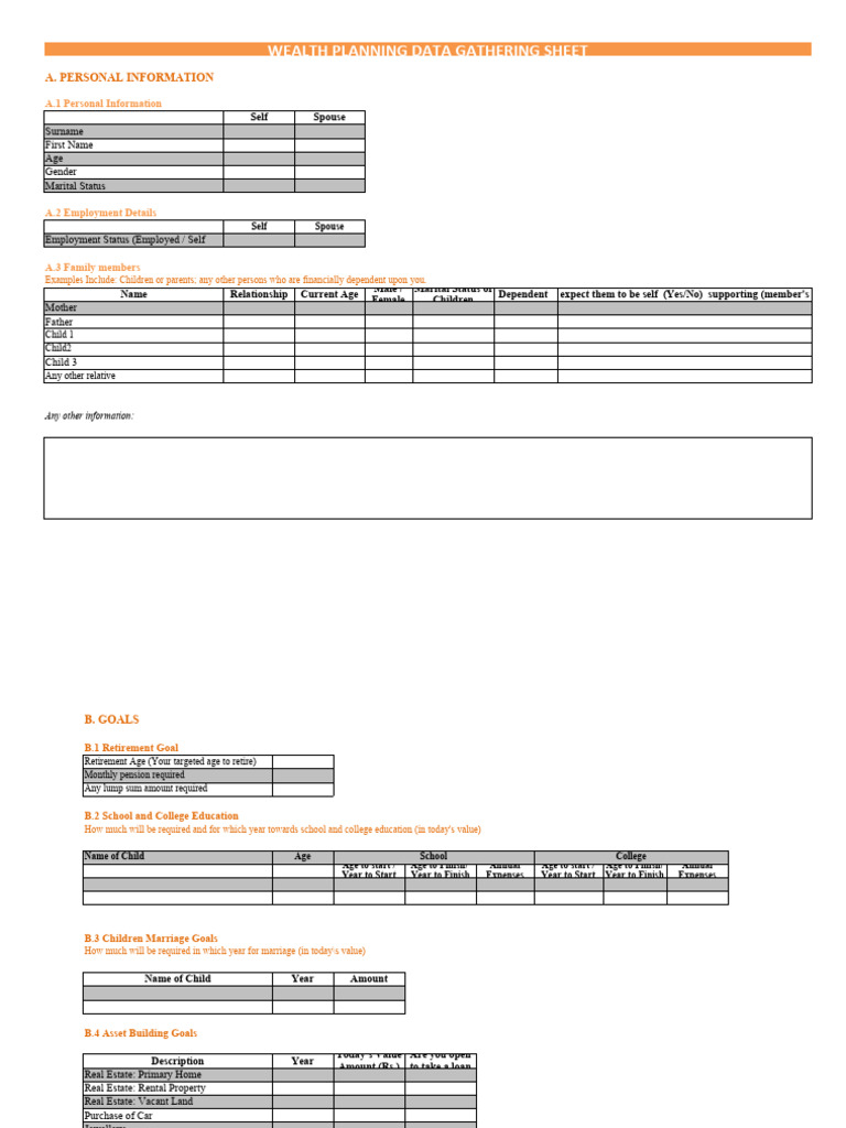 Data Gathering Sheet Blank Project 1 Excel | Download Free PDF ...