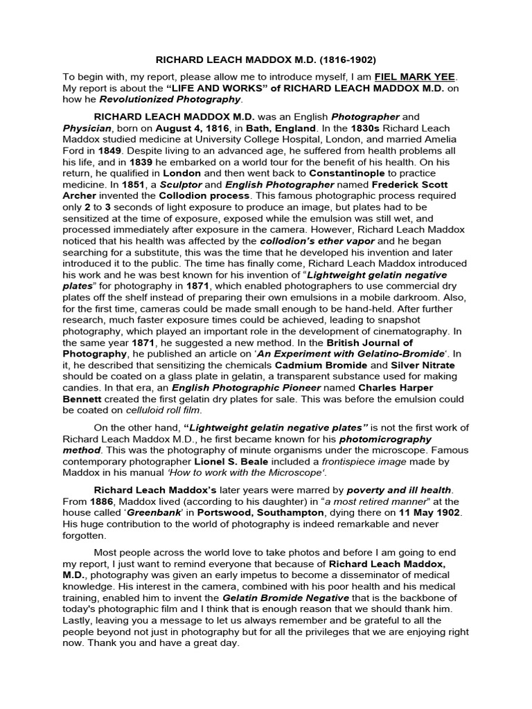 Richard Leach Maddox M.D. - Vinz | PDF