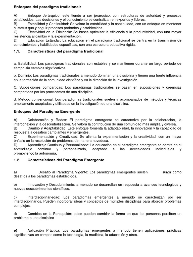Enfoques Del Paradigma Tradicional | Descargar gratis PDF | Paradigma ...