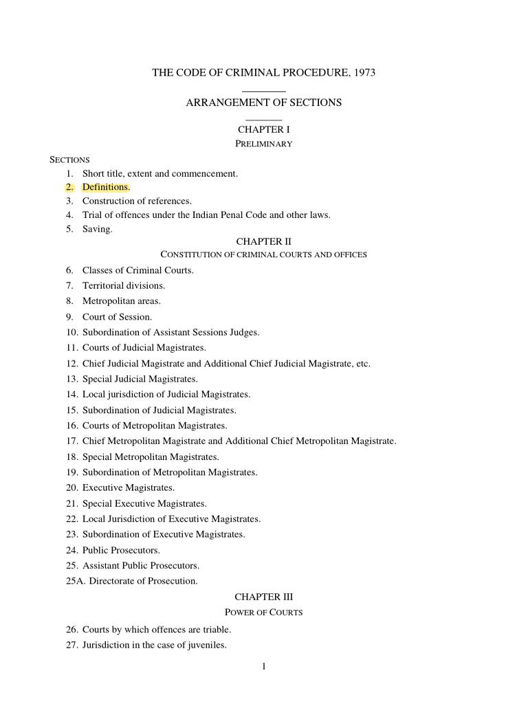 The - Code - of - Criminal - Procedure, - 1973 Index | PDF | Bail | Arrest