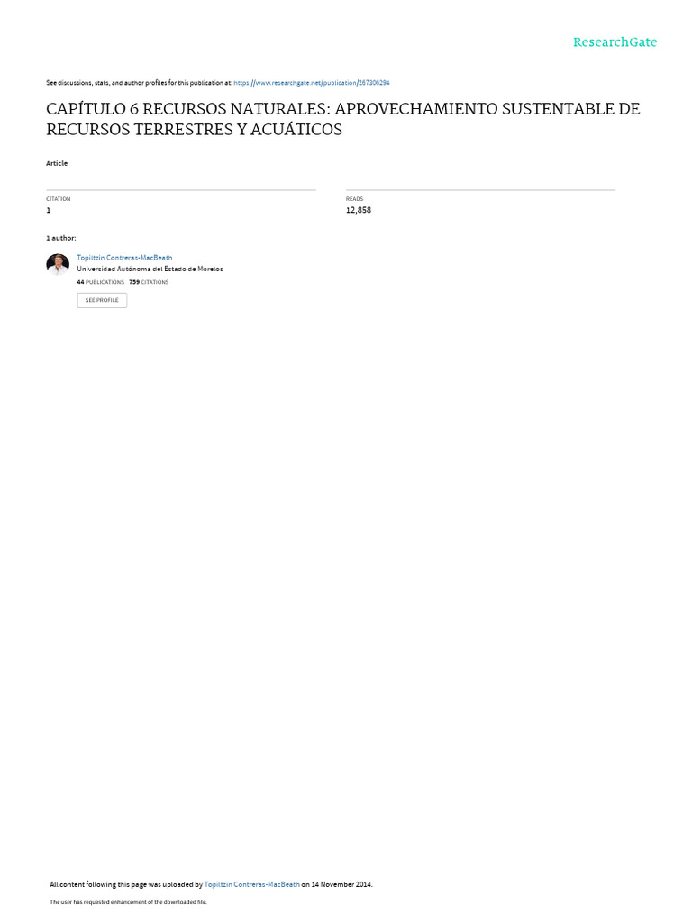 Capitulo 6 Recursos Naturales Aprovechamiento Sust | PDF | Desarrollo sostenible | Sustentabilidad