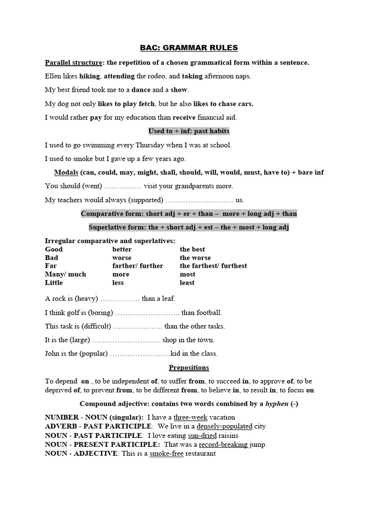 Comprehensive Grammar Review Sheet | PDF | Verb | Grammar