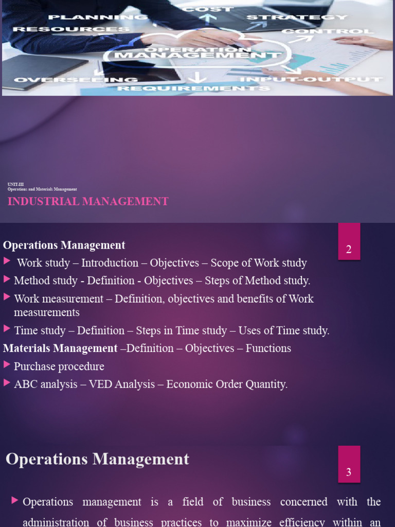 Industrial Management: Unit-Iii Operations and Materials Management | PDF
