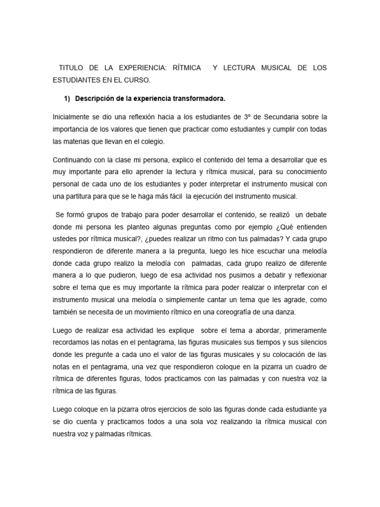 Experiencia Transformadora Bladi | PDF | Ritmo | Melodía
