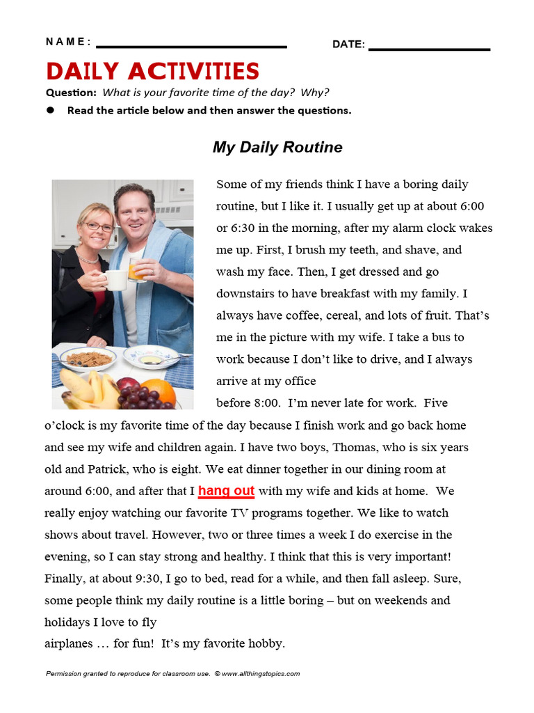 Reading My Daily Routine. | PDF