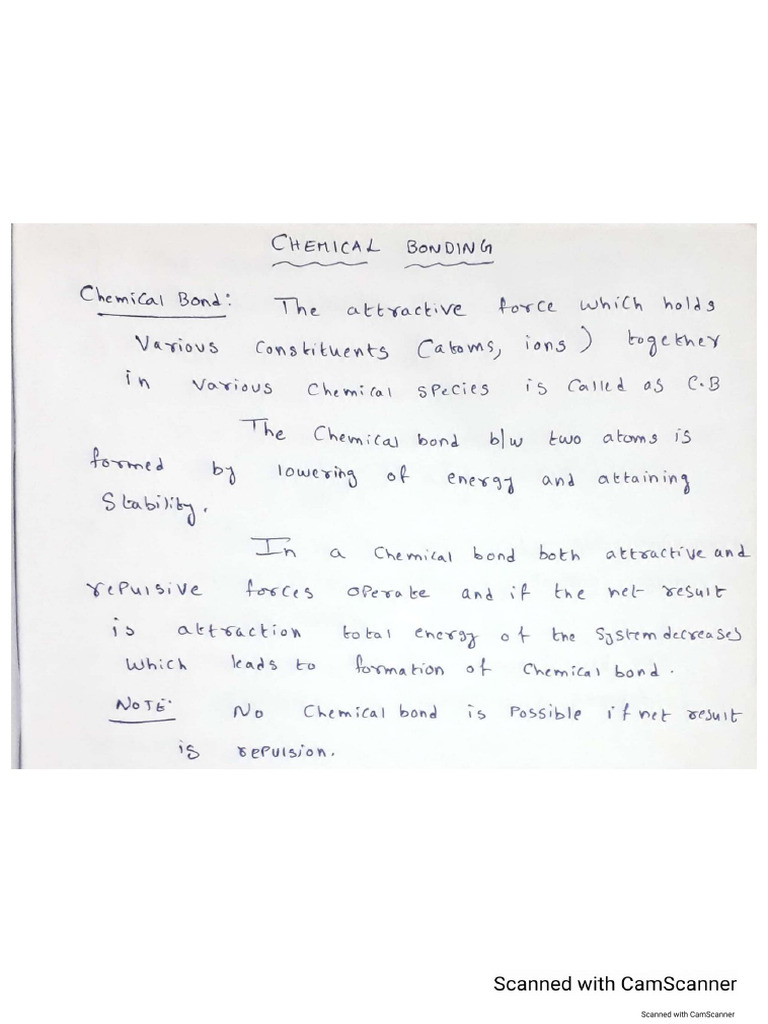 Chemical Bonding Notes | PDF