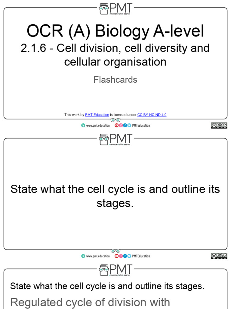 Flashcards - Topic 2.6 Cell Division, Cell Diversity and Cellular ...