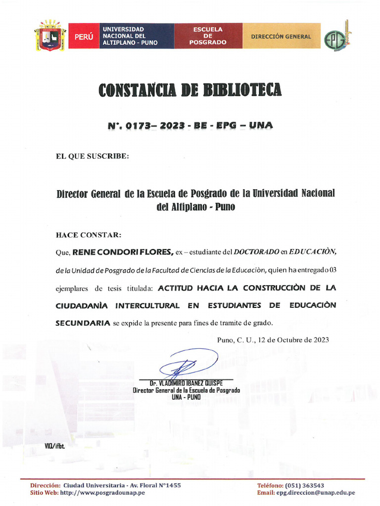 11 Rene Condori Flores ConstanciaBE PDF | PDF