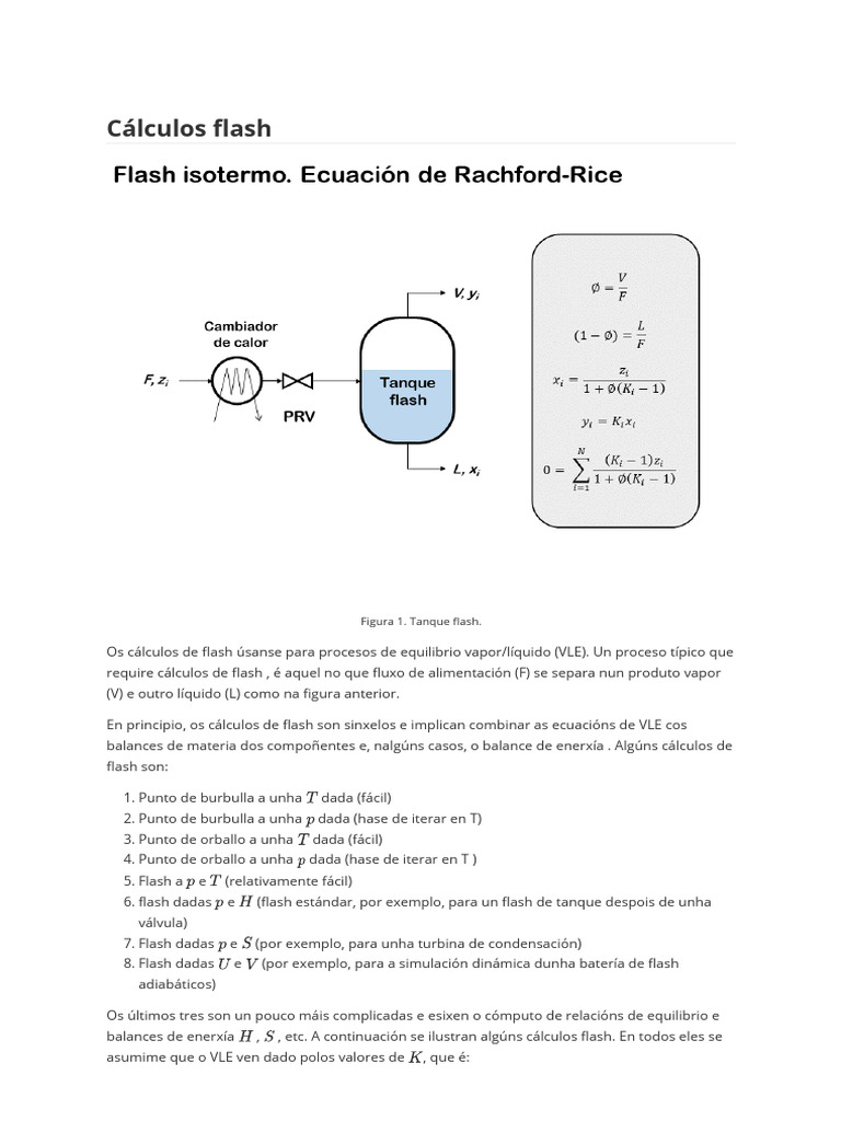 Cálculos Flash Ecuación de Rachford Rice | PDF
