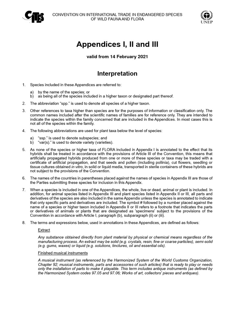 CITES Appendices I, II, III Overview | PDF | Felidae | Cites