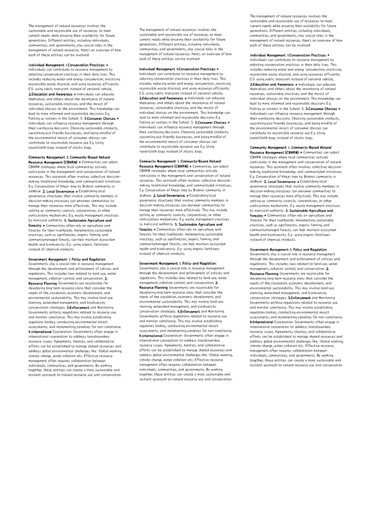 Evs Short Note | Download Free PDF | Natural Resource Management ...