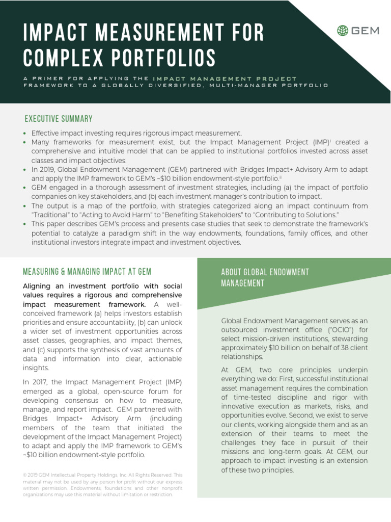 5e61215069c77fae45309e2a - GEM Impact Measurement Framework | PDF ...