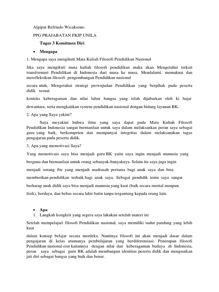 Tugas 3 Komitmen Diri | PDF | Pengembangan Diri