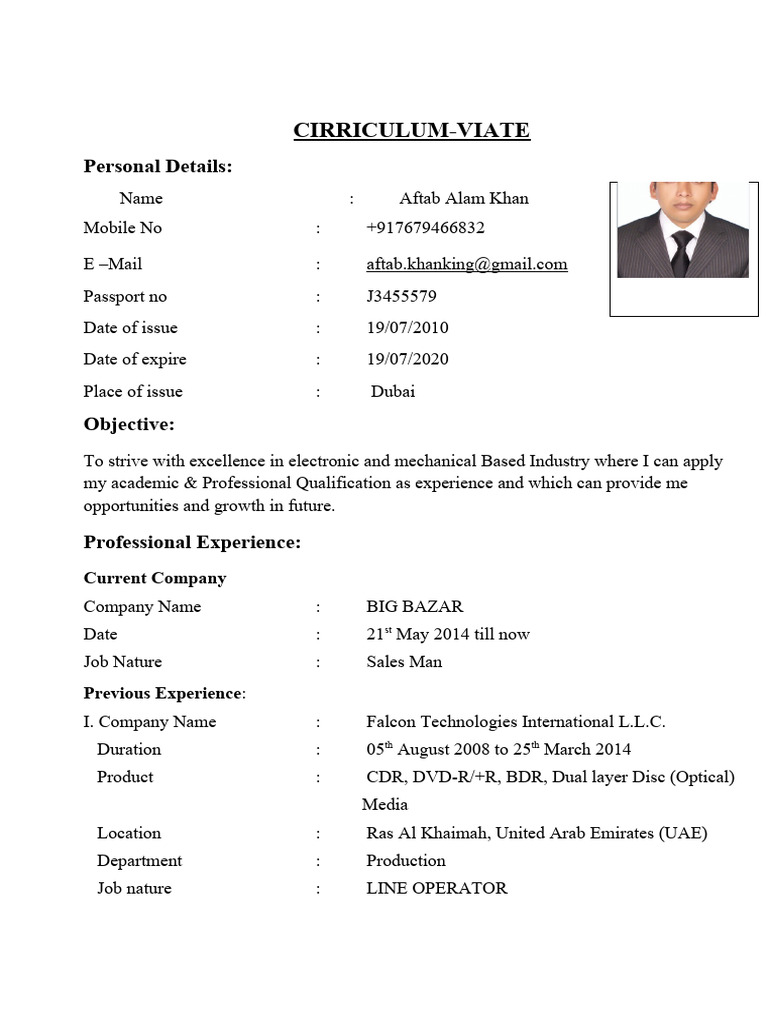Aftab CV | PDF | Career & Growth