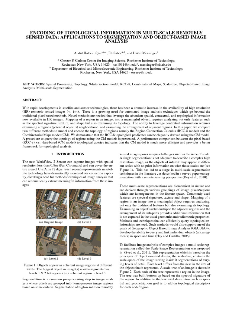 Spatial Reasoning Using Discrete Topology GEOBIA 2012 | PDF