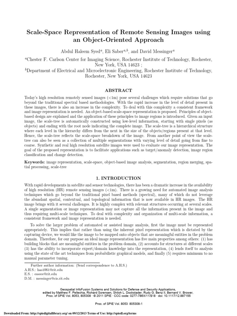 Scale Space Representation SPIE 2011 | PDF | Telecommunications Engineering | Computer Engineering