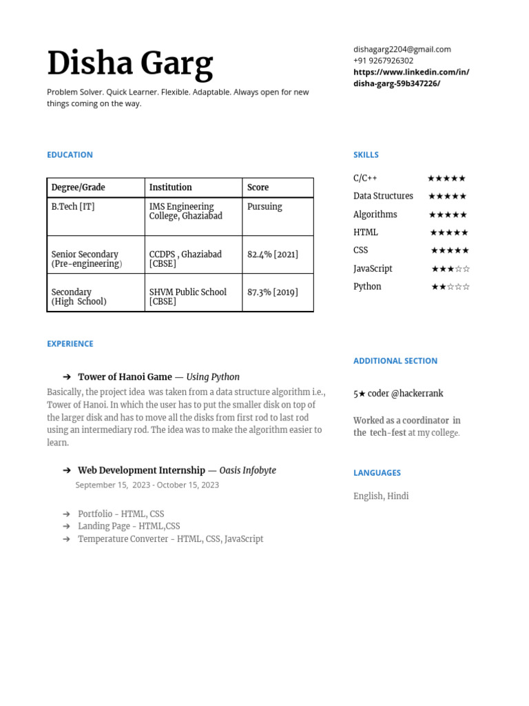 Disha Resume | PDF | World Wide Web | Internet & Web