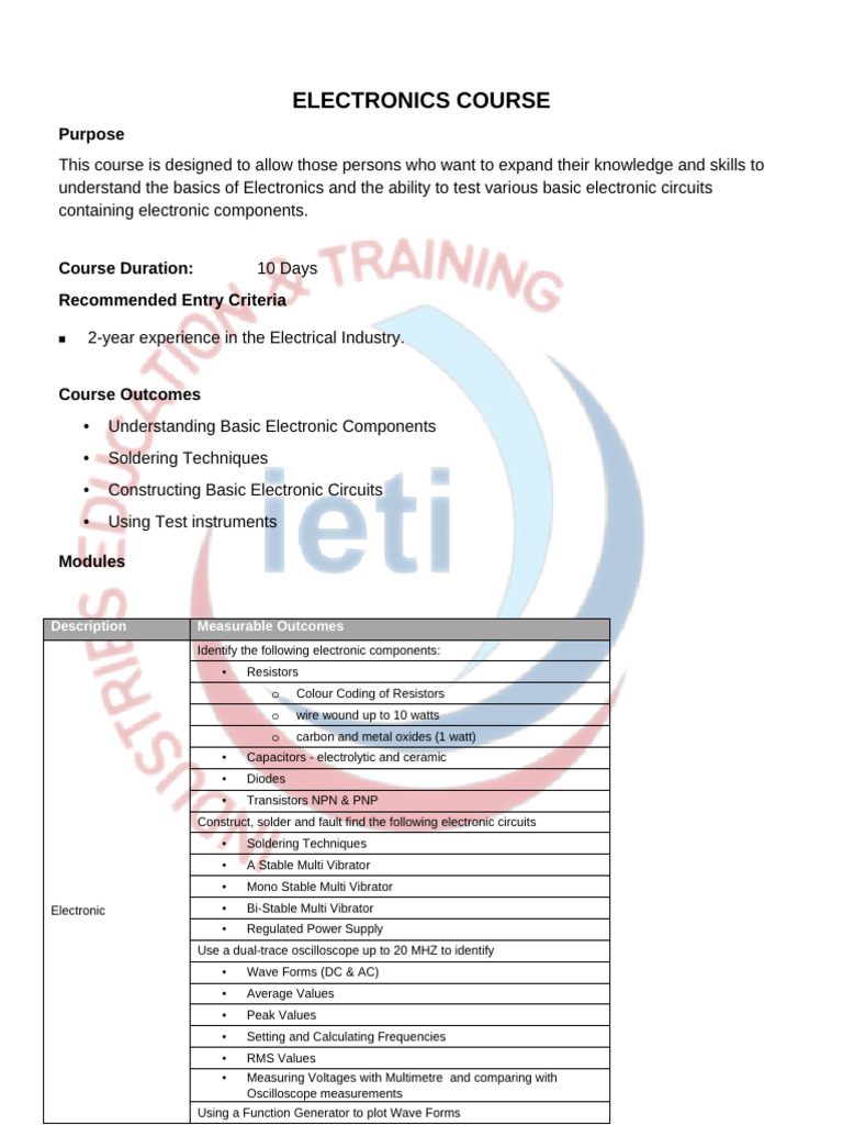 6 Electronics Course May 2021 | PDF