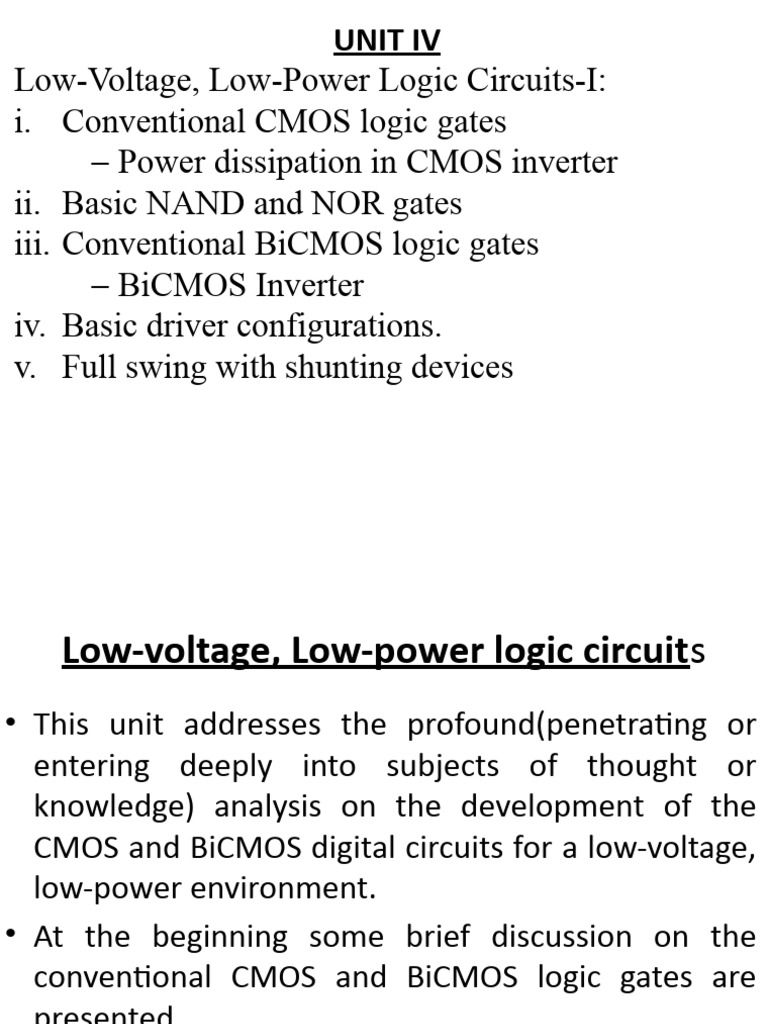 unit4 | PDF | Cmos | Logic Gate