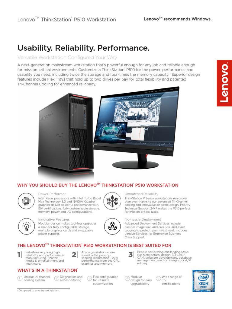 ThinkStation P510 Datasheet November 2016 | PDF | Office Equipment | Computer Hardware