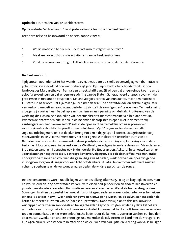 Opdracht 1 de Beeldenstorm | PDF