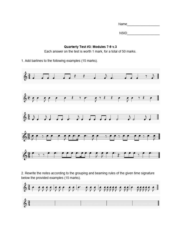 Mus 101 Quarterly Assignment #3 v.3 | PDF