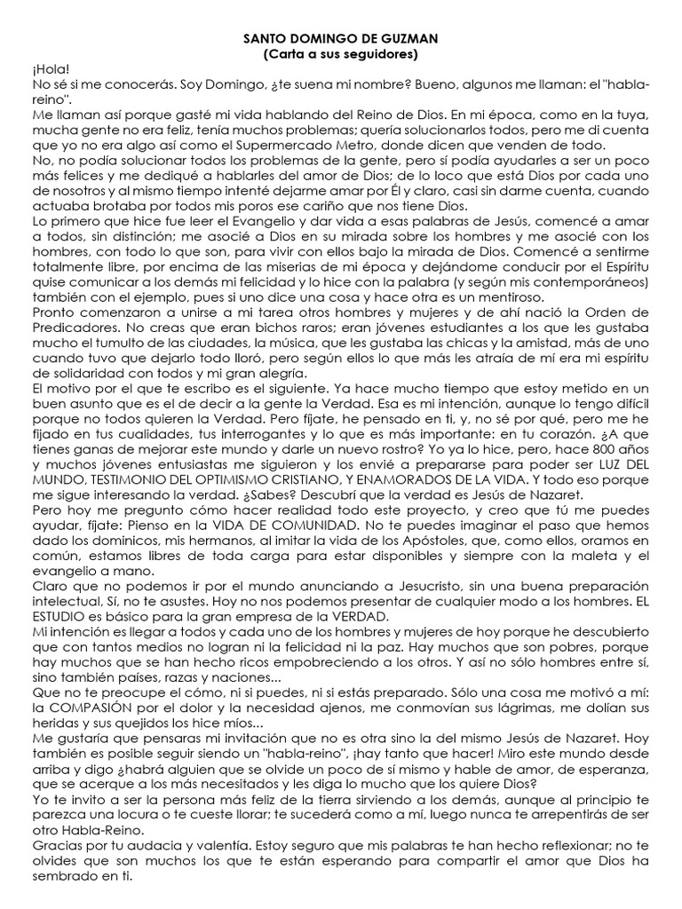 Santo Domingo de Guzman | PDF | Amor | Jesús