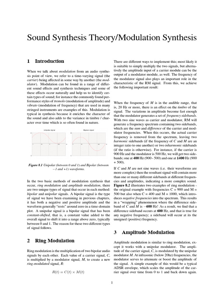 Sound Synthesis Theory - Modulation Synthesis | PDF | Modulation | Spectral Density