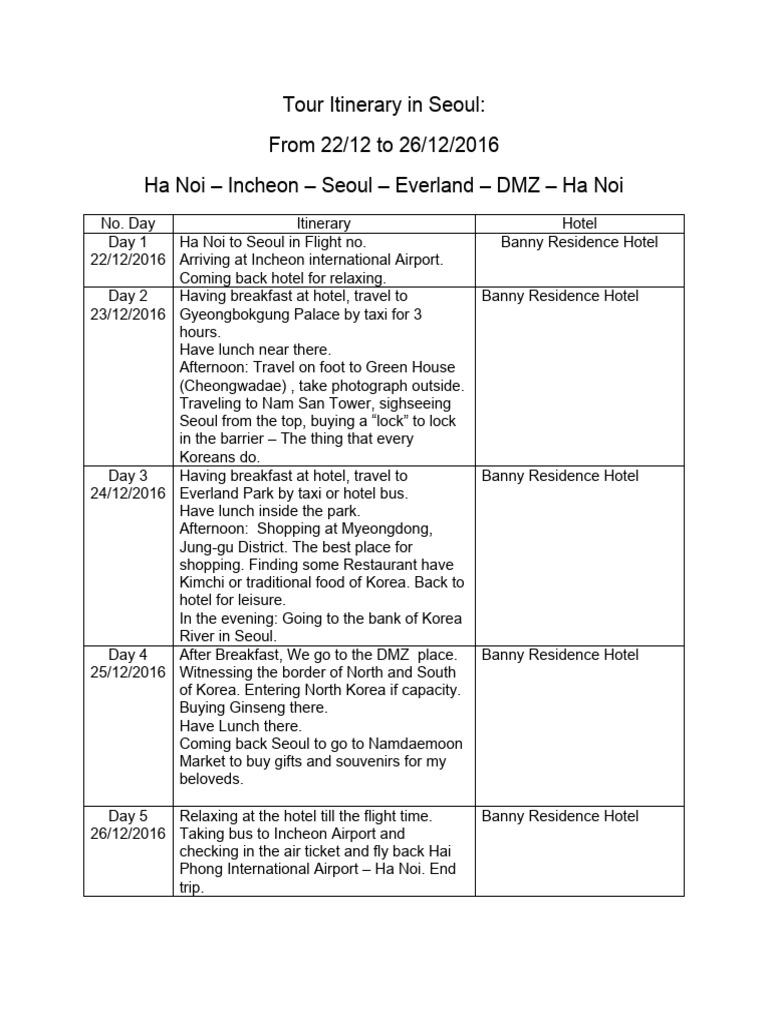 Mau Lich Trinh Tour | PDF | Travel