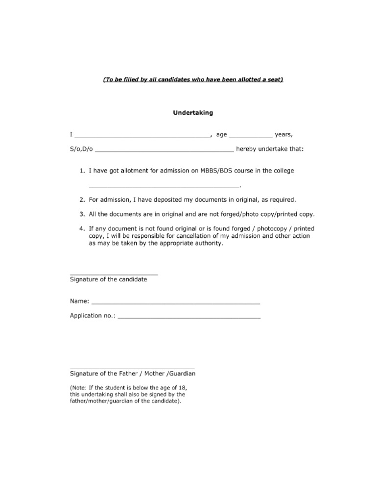 Undertaking Format For Rajasthan Reporting | PDF