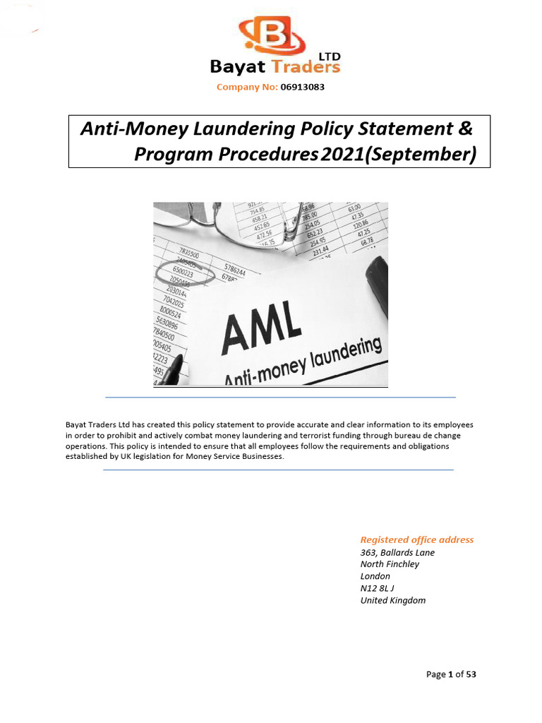 AML Policy 2021 | PDF | Money Laundering | Terrorism Financing