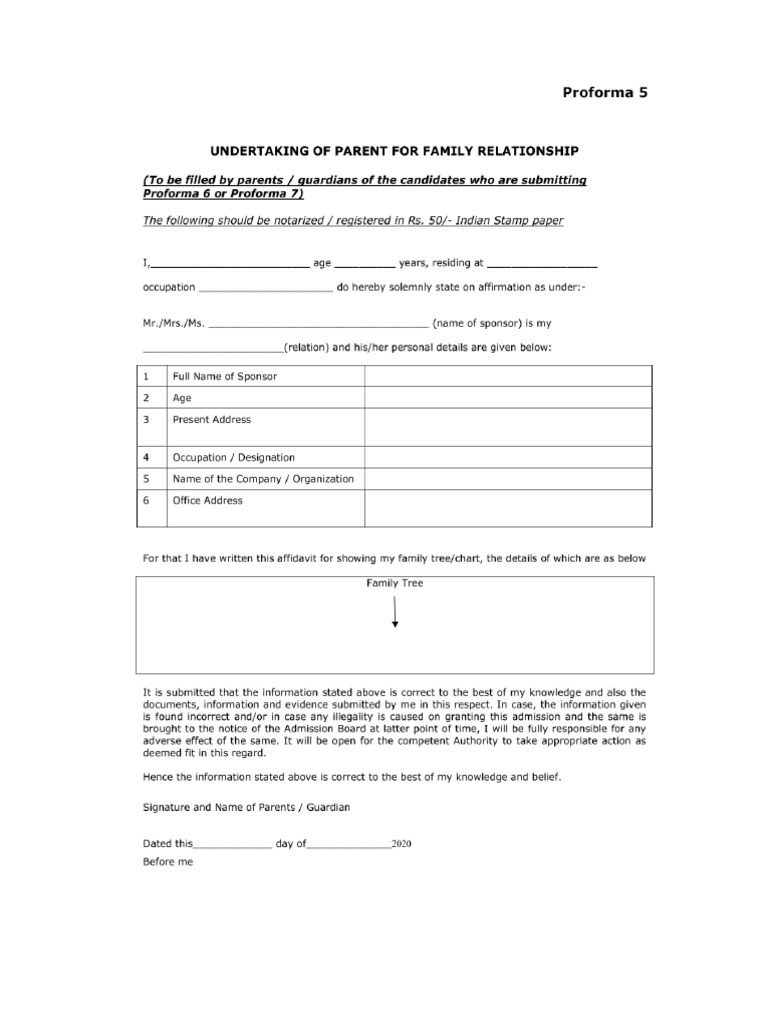 Undertaking For Parents | PDF