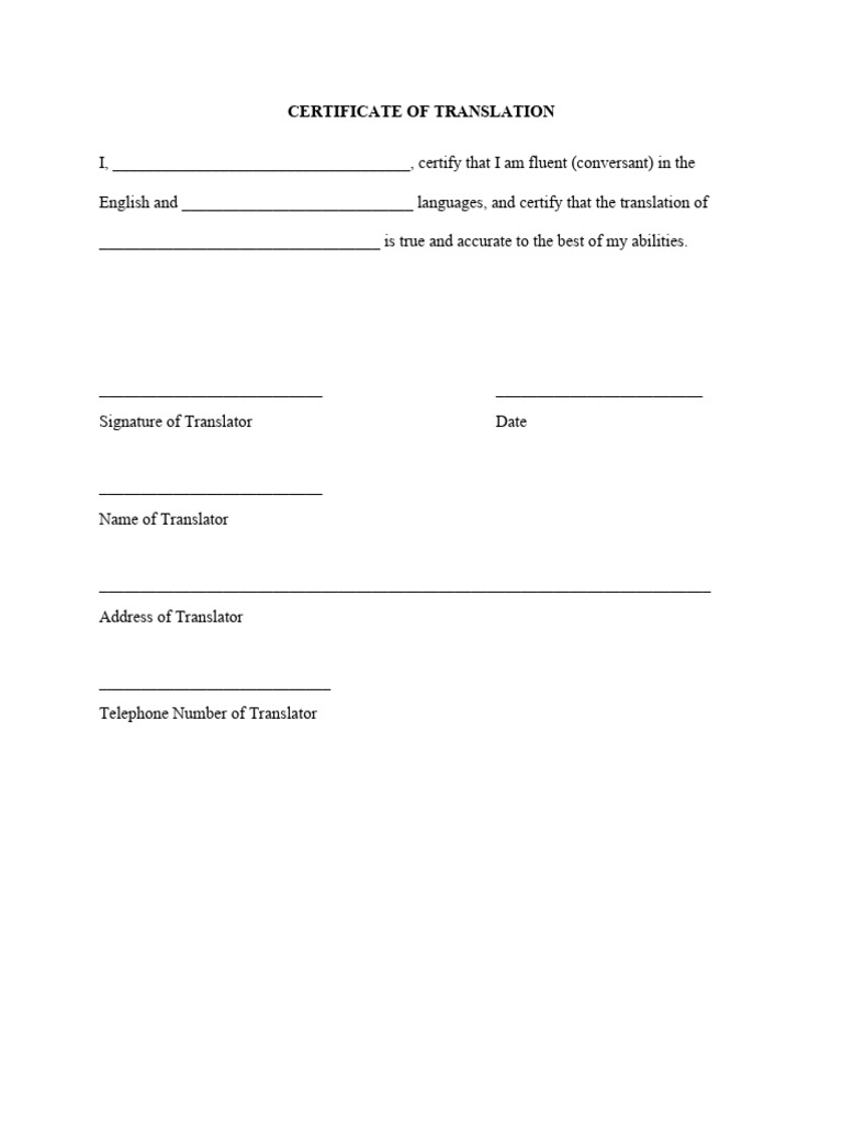 Certificate of Translation | PDF