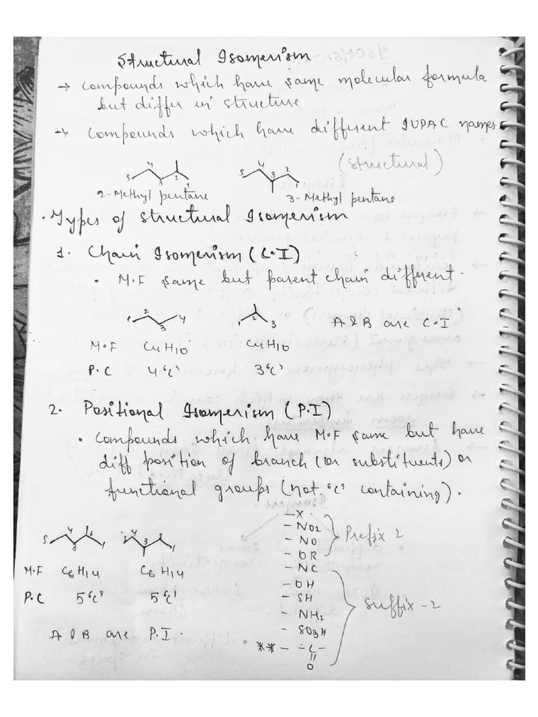 Structural Isomers Short Notes | PDF