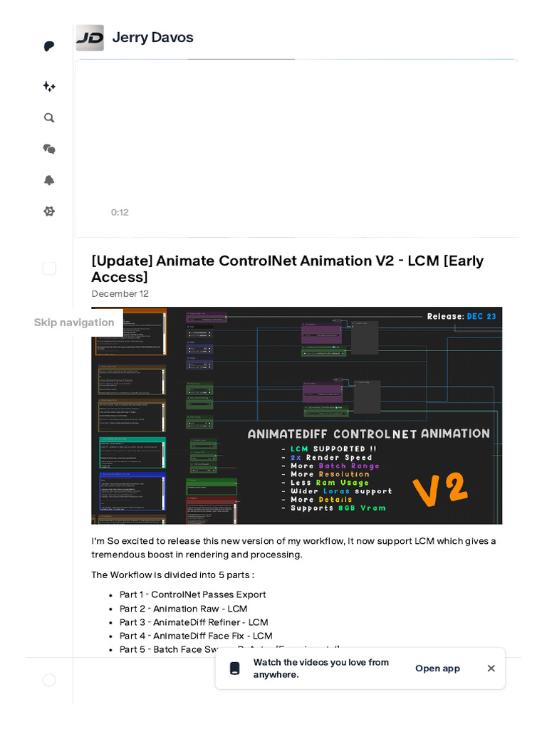 (Update) Animate ControlNet Animation V2 - LCM (Early Access) - Patreon | PDF | Software | Computing