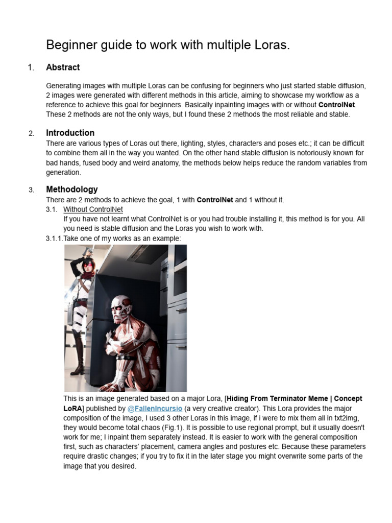 Beginner Guide To Work With Multiple Loras For Complex Composition | PDF