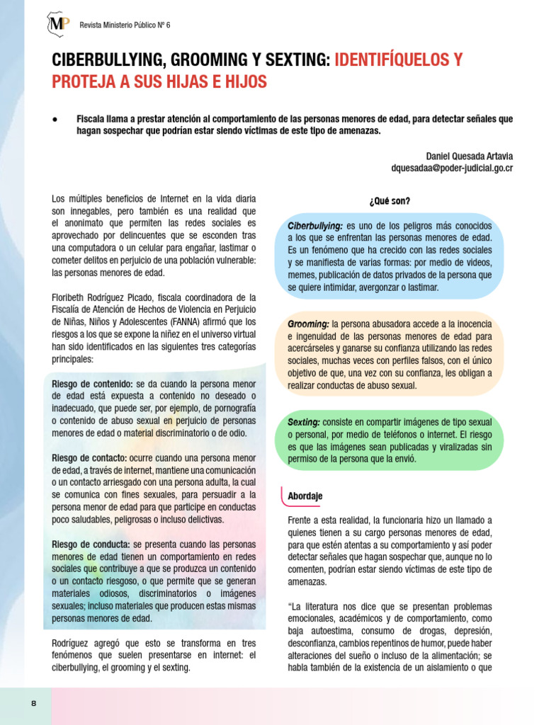 Ciberbullying, Grooming y Sexting: Prevención | PDF | Acoso cibernético ...