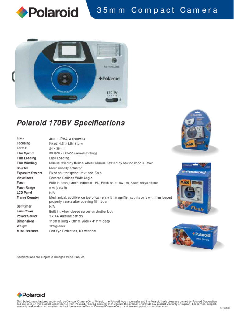 Polaroid 170BV Specifications | PDF | Computers