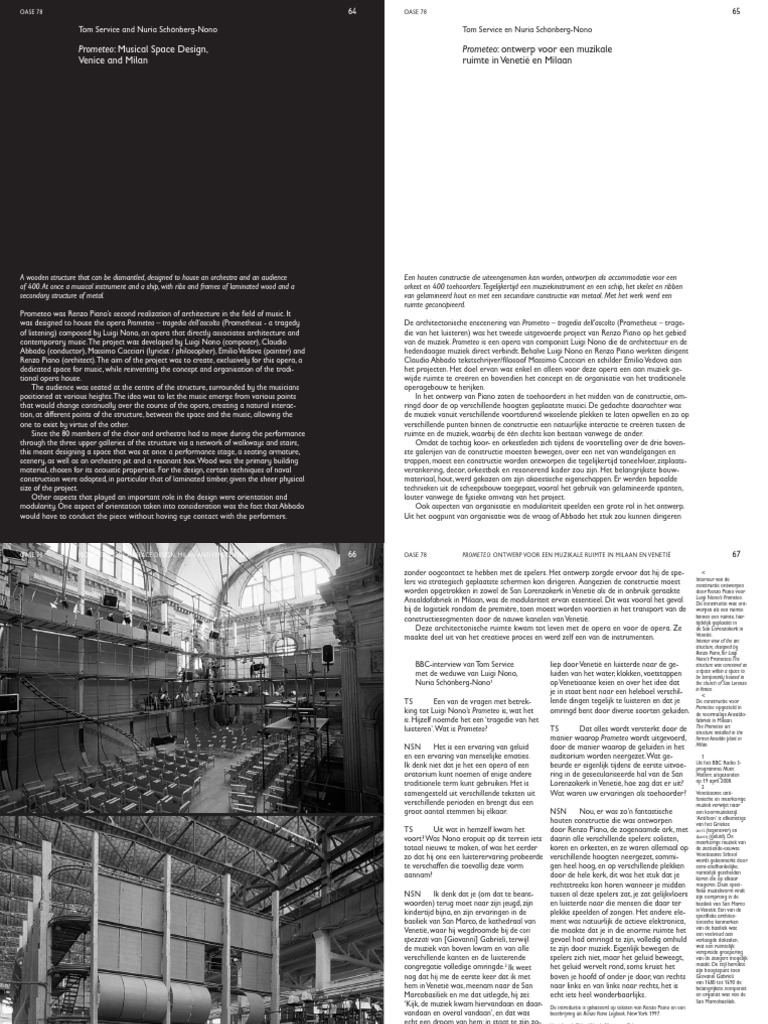 OASE 78 - 64 Prometeo Musical Space Design Venice and Milan | PDF