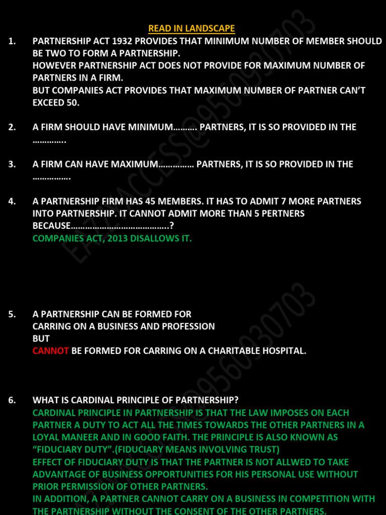 Partnership Act 1932 Key Points | PDF | Partnership | Income Statement