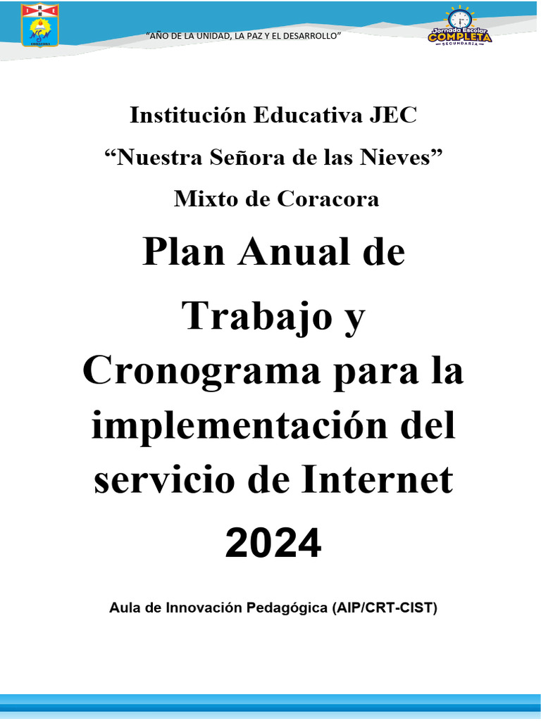 Plan Anual de Trabajo y Cronograma 2024 (Internet) | PDF | Informática