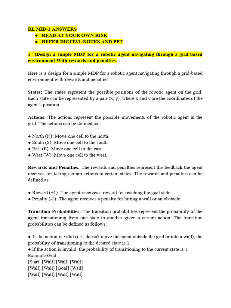 RL Mid-2 Answers | PDF