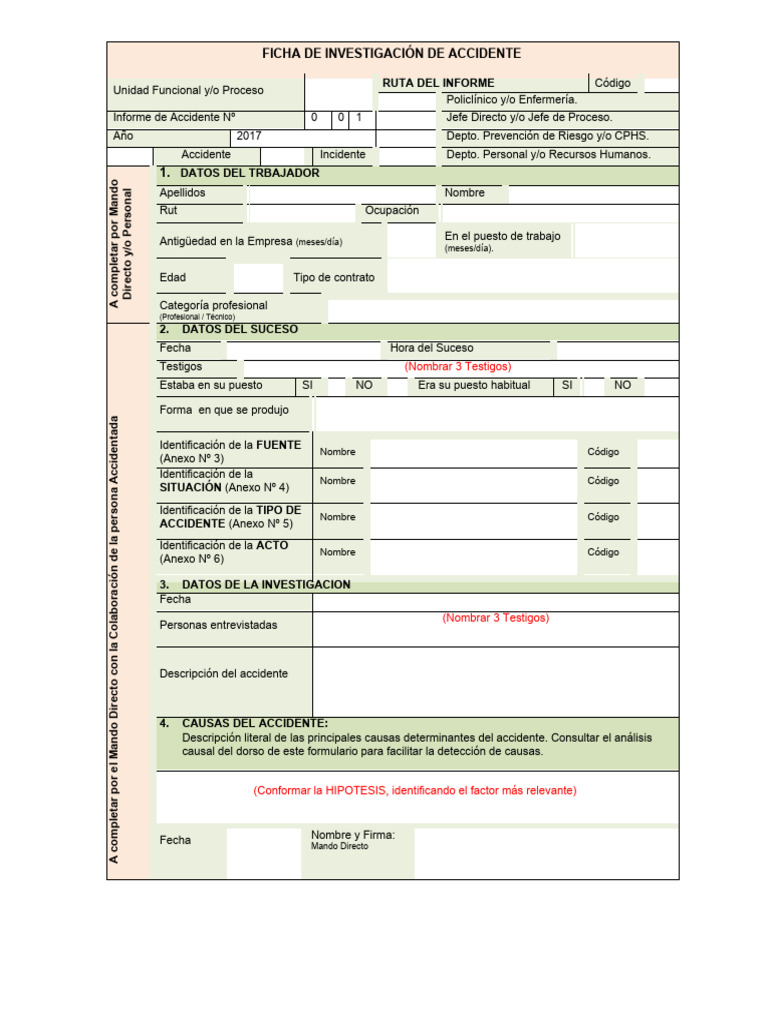 Ficha de Investigación de Accidente | PDF