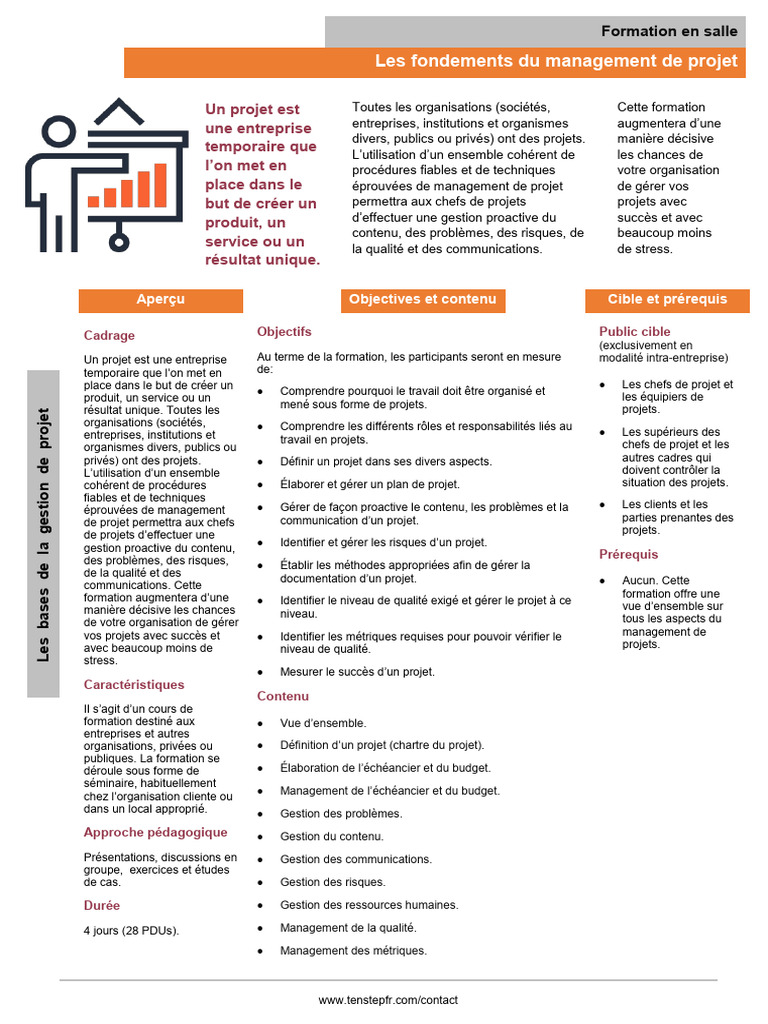 Formation en management de projet | PDF | Gestion de projet | Risque
