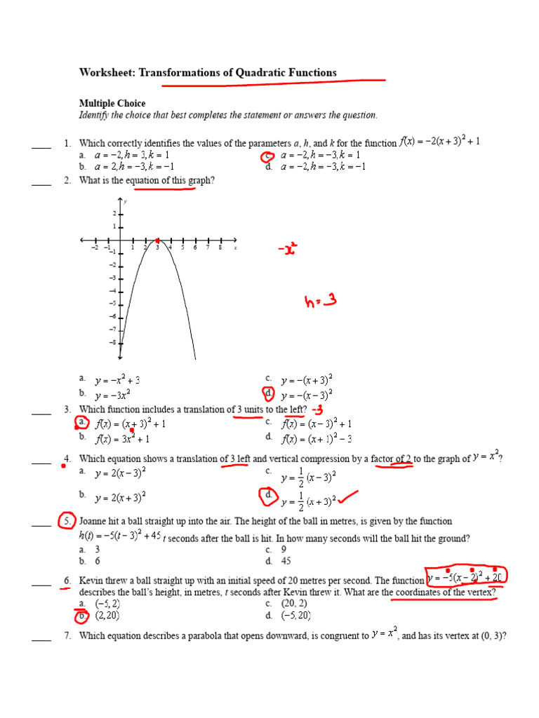 Quadratic Transformation Questions FInal | PDF | Applied Mathematics ...