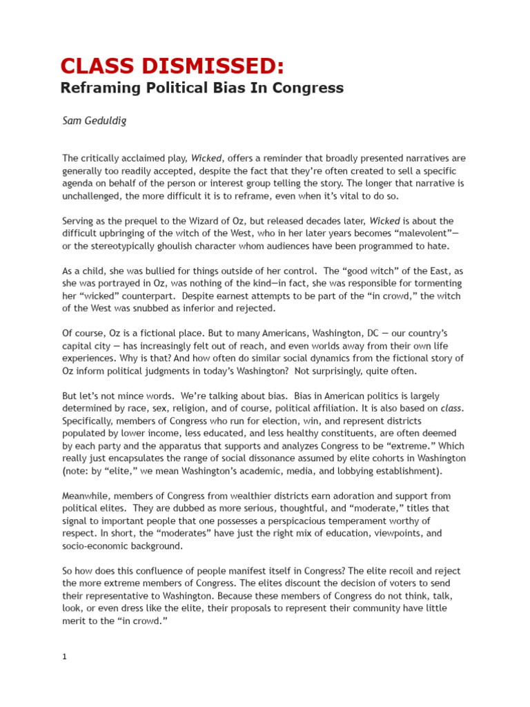 Class Dismissed: Reframing Political Bias in Congress by Sam Geduldig ...