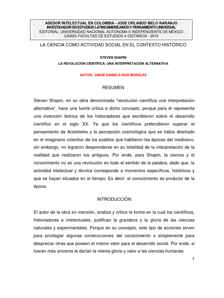 Historia de La Ciencia STEVEN SHAPIN LA | PDF | Conocimiento | Science