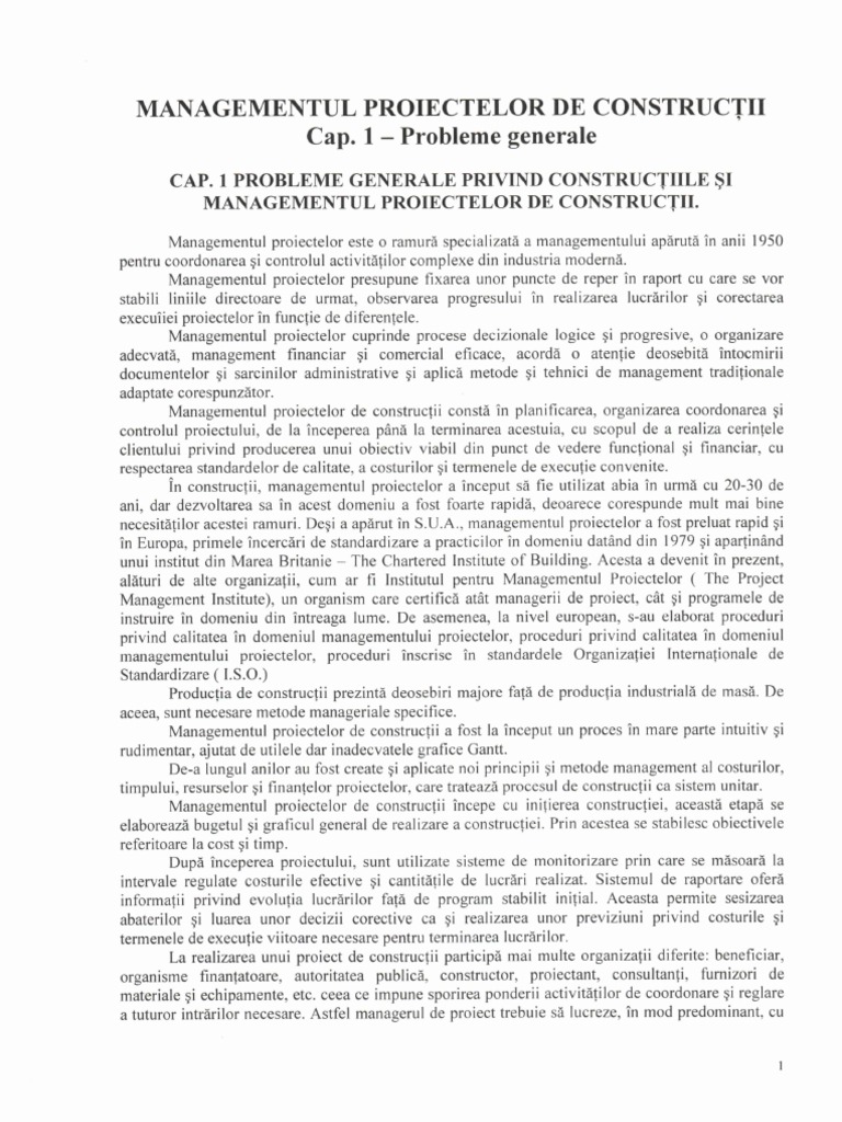 Managmentul Proiectelor de Constructii | PDF
